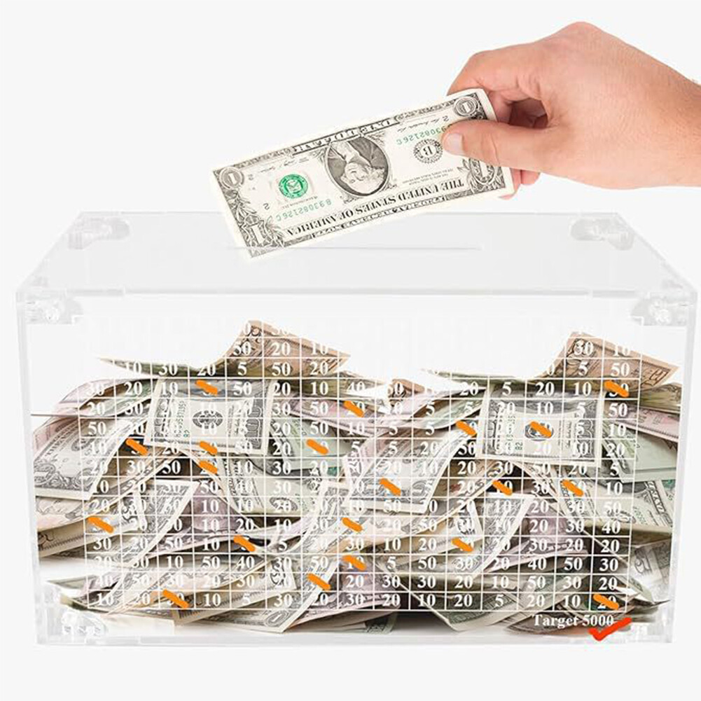 Acrylic Handmade Piggy Bank Transparent Money Box with Counter Saving ...