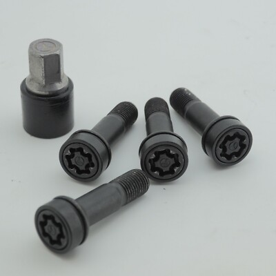GENUINE MERCEDES BENZ BLACK ALLOY WHEEL BOLT LOCK SET RADIUS SEAT 45mm ...