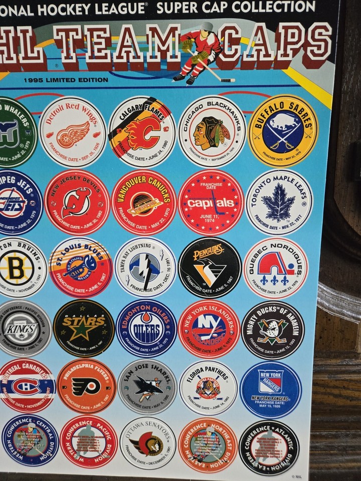NHL Team Caps 1995 Limited Edition NHL Super Cap Collection 30 Caps 10 ...
