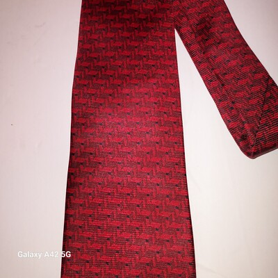 Bijoux Terner Red Geometric Patterned Necktie Tie Silk HandMade | eBay