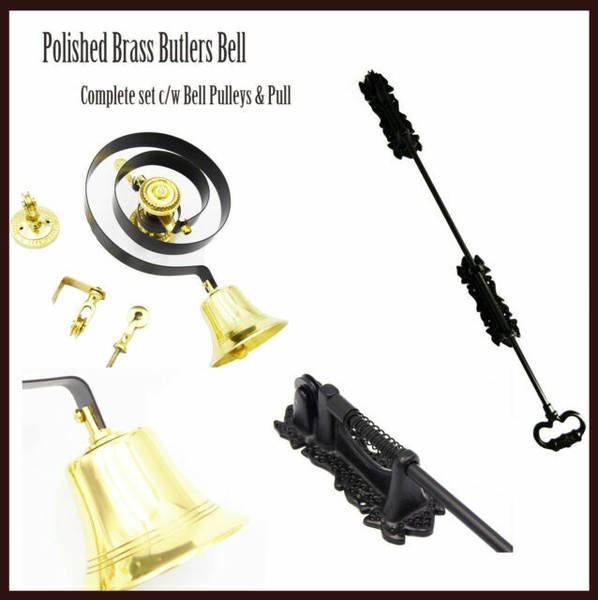 House of Brass (BP32-BP33-PB) Traditional Butlers Bell Kit with Black ...