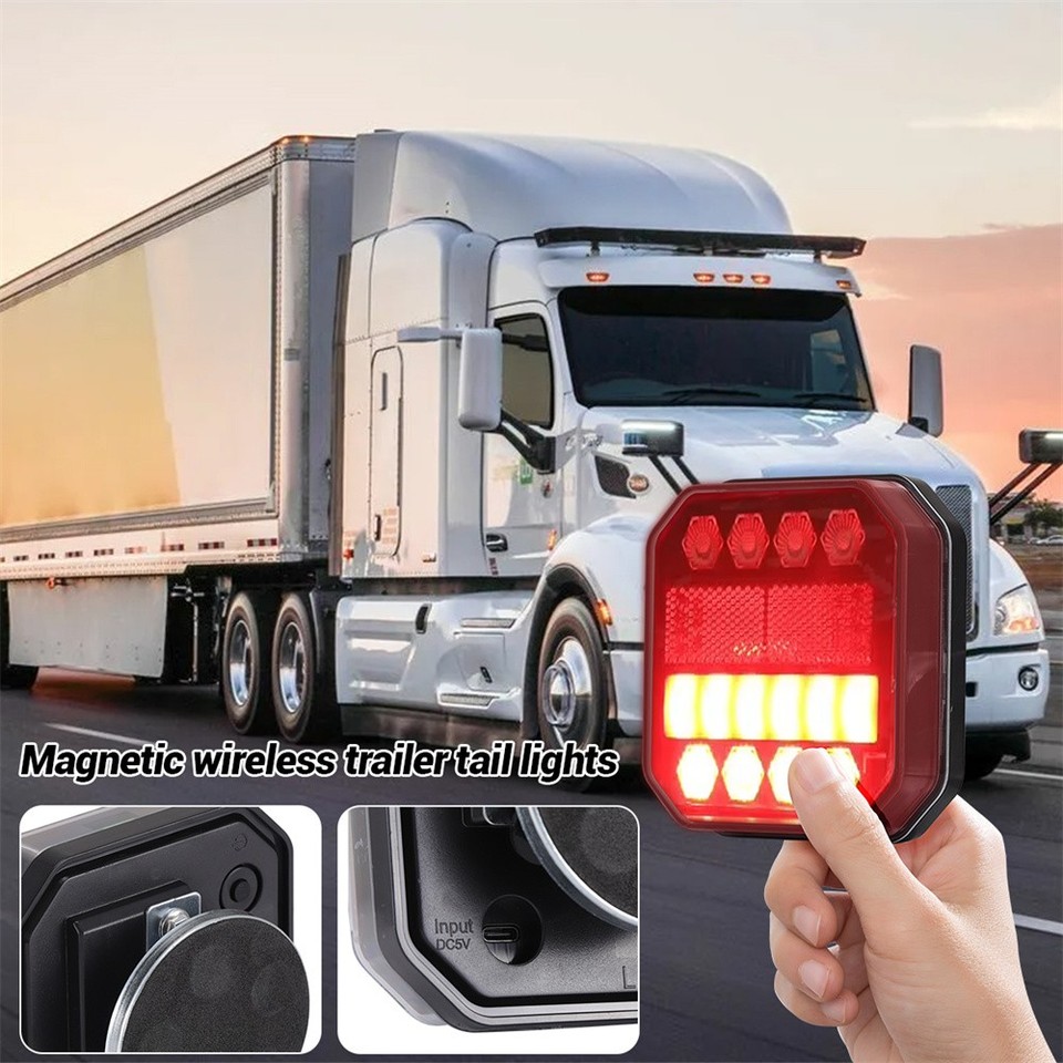 Wireless Trailer Lights Magnetic Rechargeable Tow Light LED Kit for ...