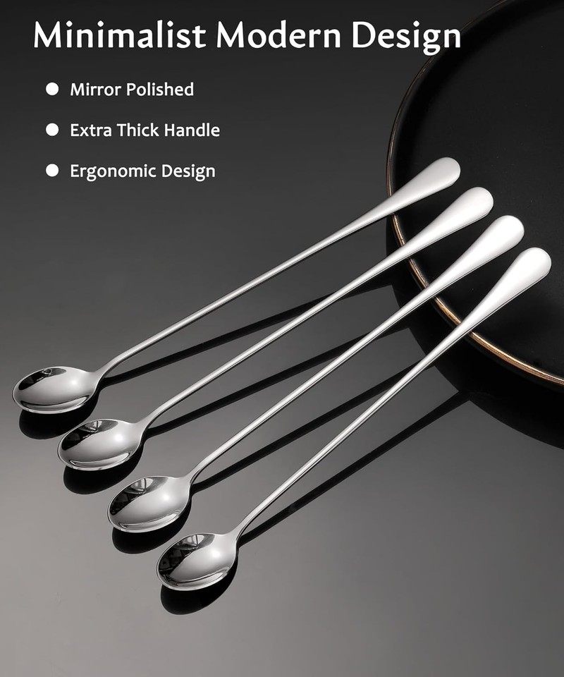 9.5-Inch Long Handle Spoon, Ice Tea Spoons, Ice Cream Spoon, Long ...