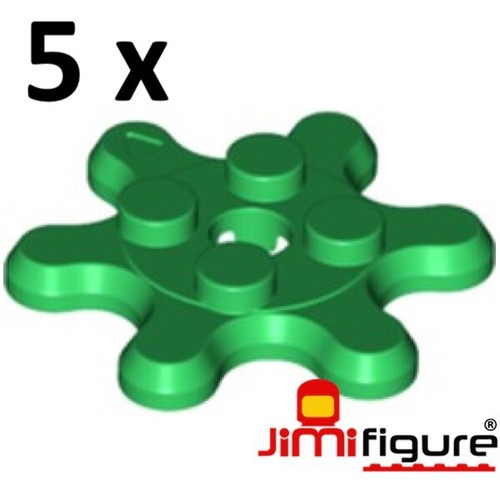 NEW 5 x LEGO 2x2 Round Plate with Gear 6 Tooth Green 35442 Genuine Bulk ...