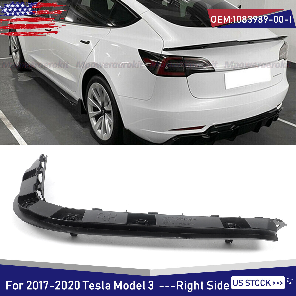 For 2017-2020 Tesla Model 3 Rear Bumper Retainer Bracket 1083989-00-I ...