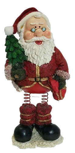 Resin Santa Claus w/Spring Legs-Christmas Decorations-Bright Colors-9 ...