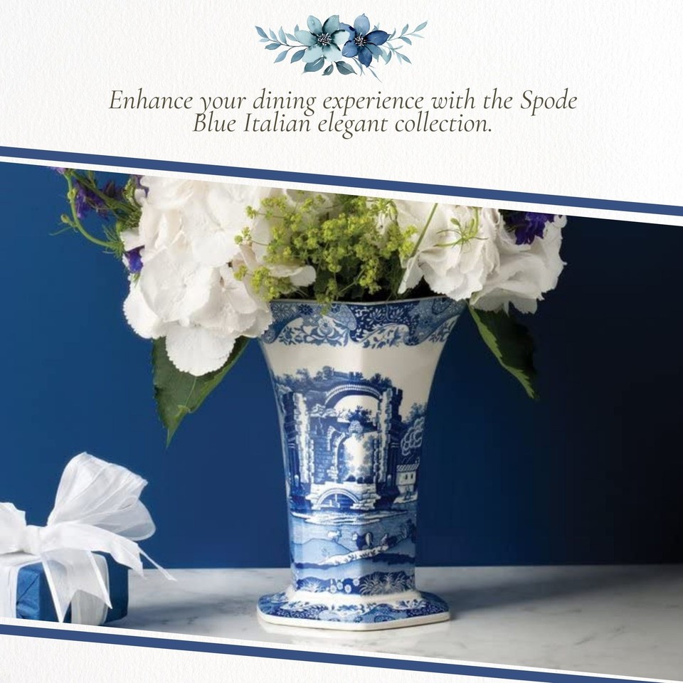 Spode Blue Italian Hexagonal Vase | eBay