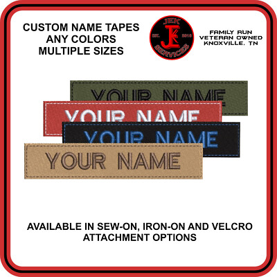 Custom Made Embroidered Name Tapes (1 Inch by 3, 4, or 5 Inch Long) | eBay