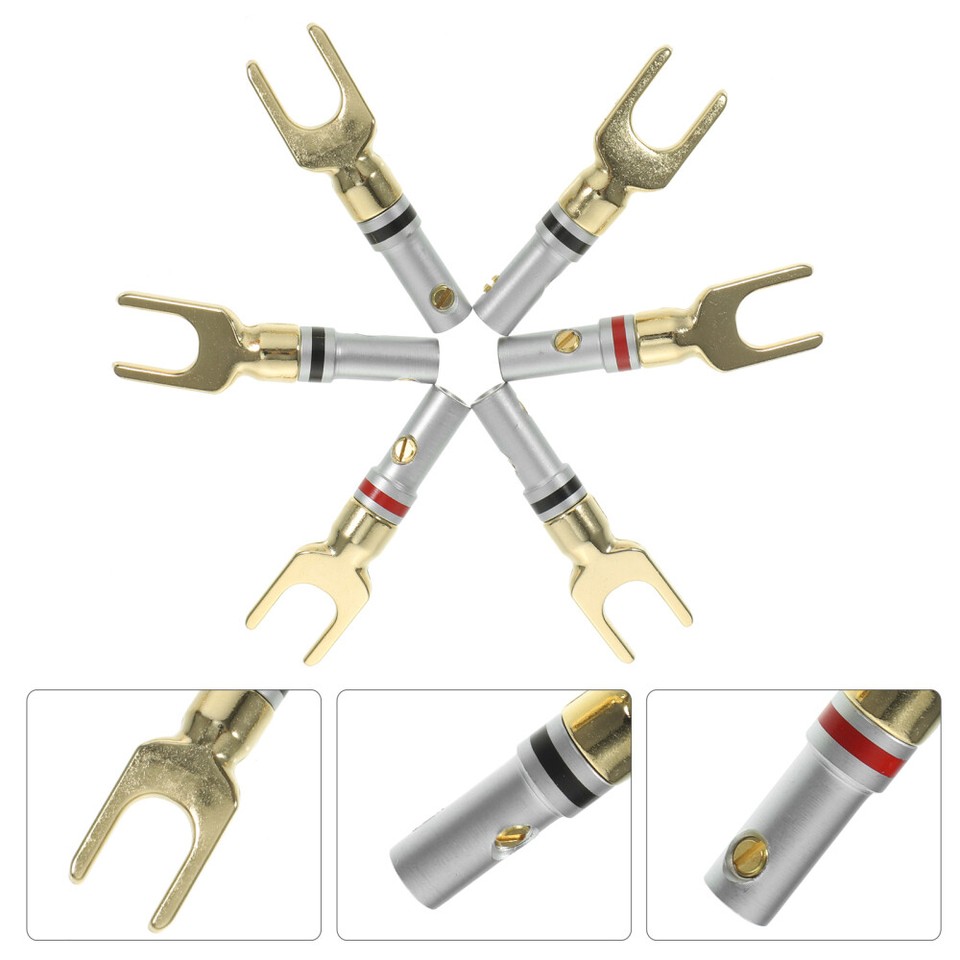 6 Pcs Speaker Cable U-shaped Plug -Fi Connector Speakers for Monitor ...