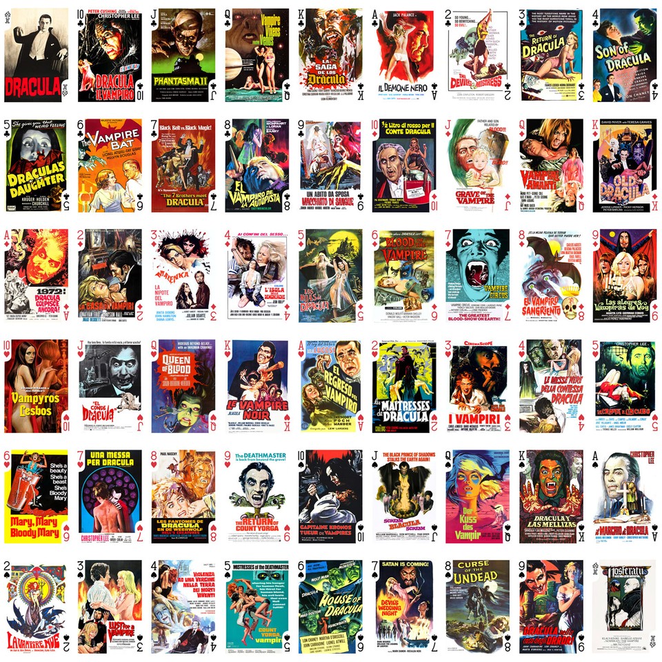 Playing Cards (Poker Deck 54 Cards) VAMPIRES Vintage Horror Movie ...