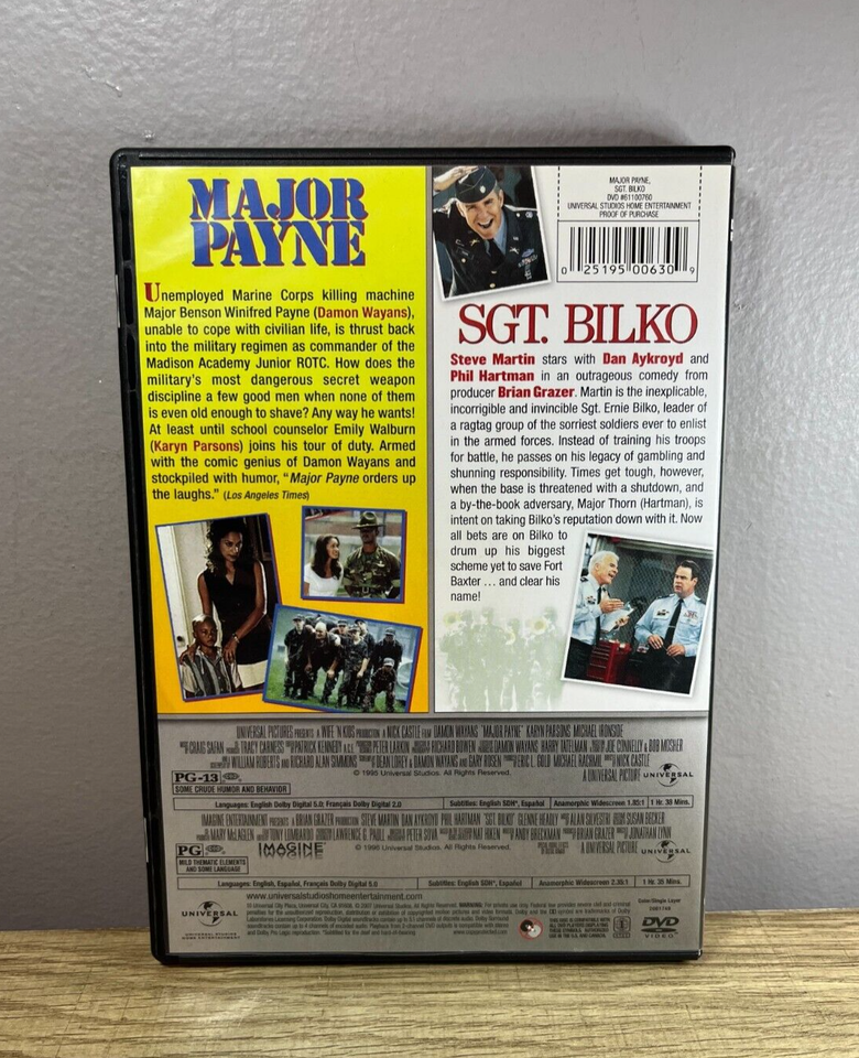 Major Payne & Sgt. Bilko - Double Feature DVD 2-Disc Set - Steve Martin ...