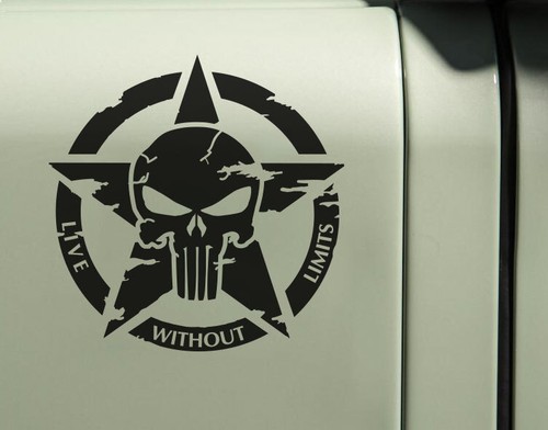Punisher Army Star Live Without Limits Decal Sticker Car Bonnet Bike ...