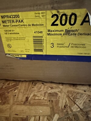 (1) Square D Meter Pack Pak MPR43200 w/3 Gang 200A Meter Socket/s ED4U ...