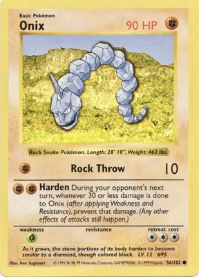 Pokemon TCG Base Set (Shadowless) #056/102 Onix VLP Card | eBay