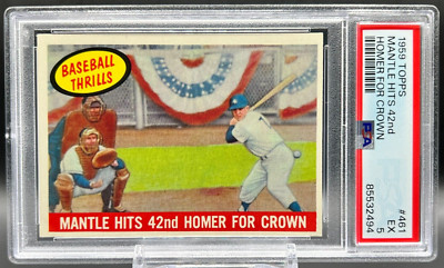 1959 Topps Mickey Mantle Hits 42nd Homer For Crown PSA 5 EX Yankees ...