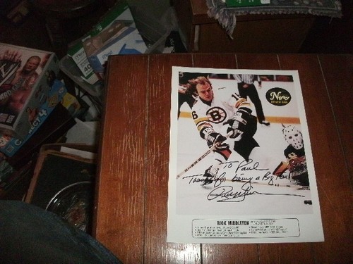 Rick Middleton Autographed Photo Boston Bruins with statistics " NIFTY ...