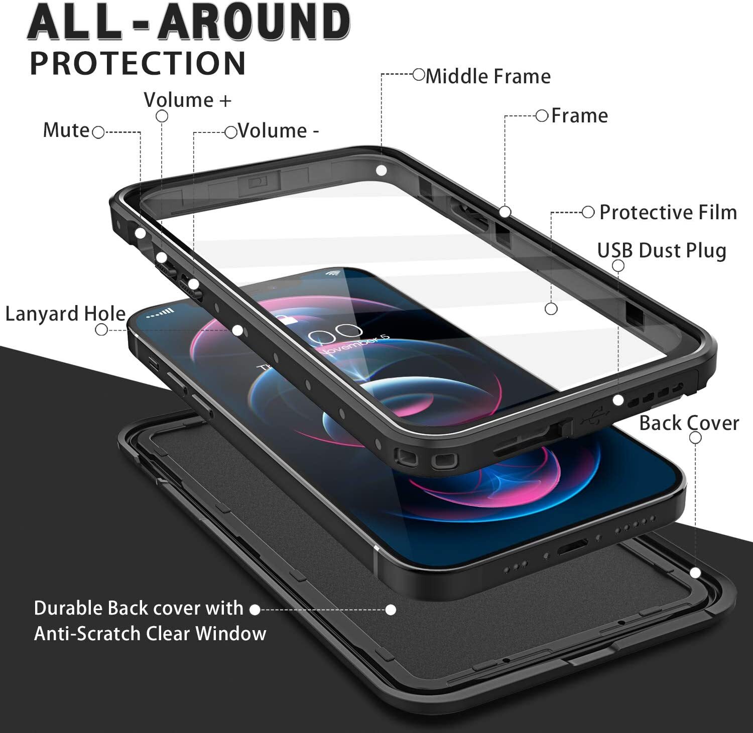 Waterproof Case For iPhone 12 / 12 Pro Max Underwater Full Body ...