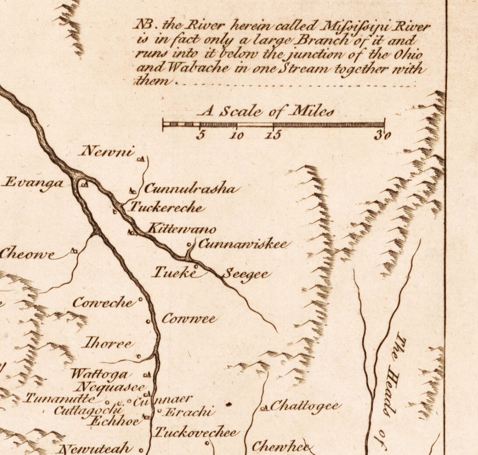 1760 Map of the Cherokee Nation names of towns rivers History Wall ...