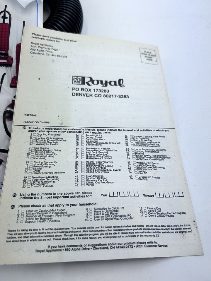 Dirt Devil Royal 500 Series Hand Vac 25' Cord W Attachments Small ...