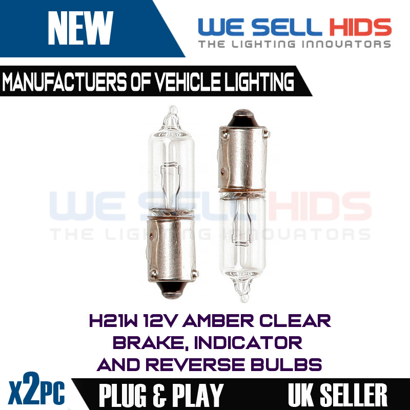 2 x H21W Amber Orange Halogen Indicator Bulb Car Bulbs 435 12v 21w ...