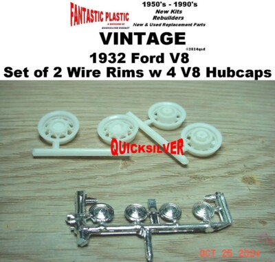 Vintage 1932 Ford 2 Wire Rims with 4 v8 Hubcaps 1/25 Model Part fp23 | eBay