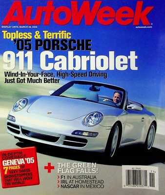 Autoweek Magazine '05 Porsche 911 Cabriolet March 14 2005 042623R | eBay