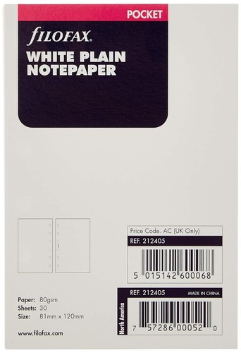 Filofax Pocket Size White Plain Notepaper Refill Insert 212405 | eBay UK