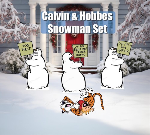Calvin & hobbes snowman set | calvin hobbes christmas | bill watterson ...