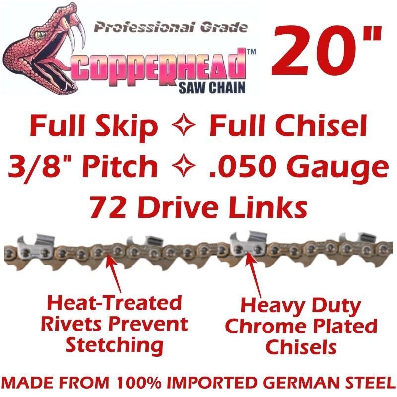 COPPERHEAD 20" BAR & FULL SKIP CHAIN 3/8 .050 Fits STIHL 33RSF-72 ...