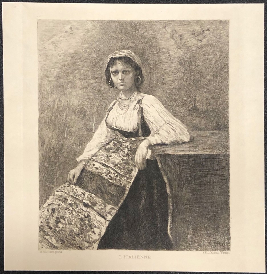 Camille Corot L'Italienne Engraver Feltesse Drypoint 1910 Italy | eBay UK
