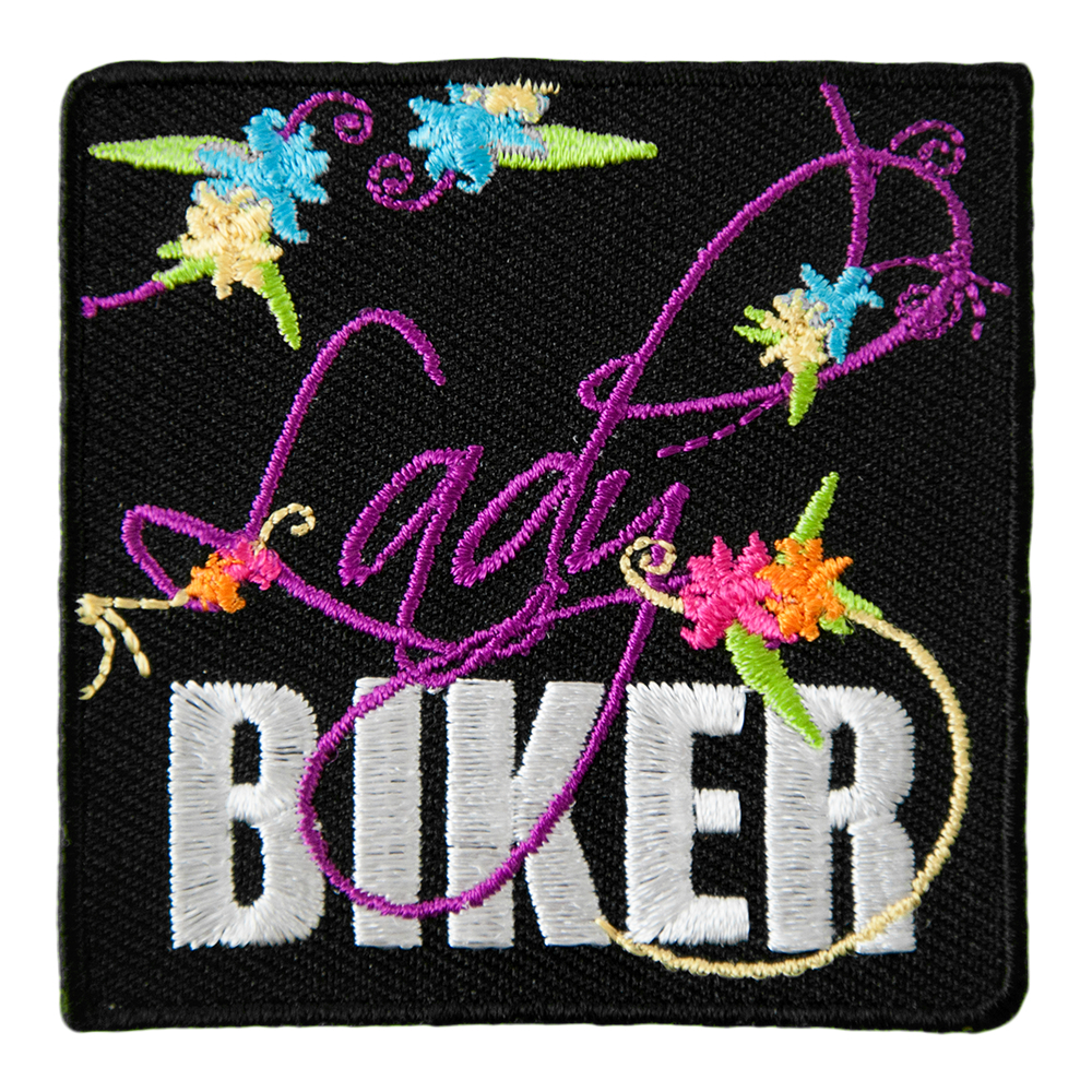 Lady Biker & Colorful Flowers Embroidered Patch, Ladies Biker Patches ...