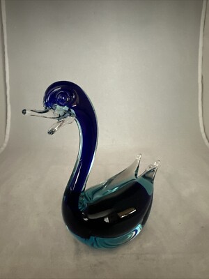 Murano Style Blue Glass Swan | eBay