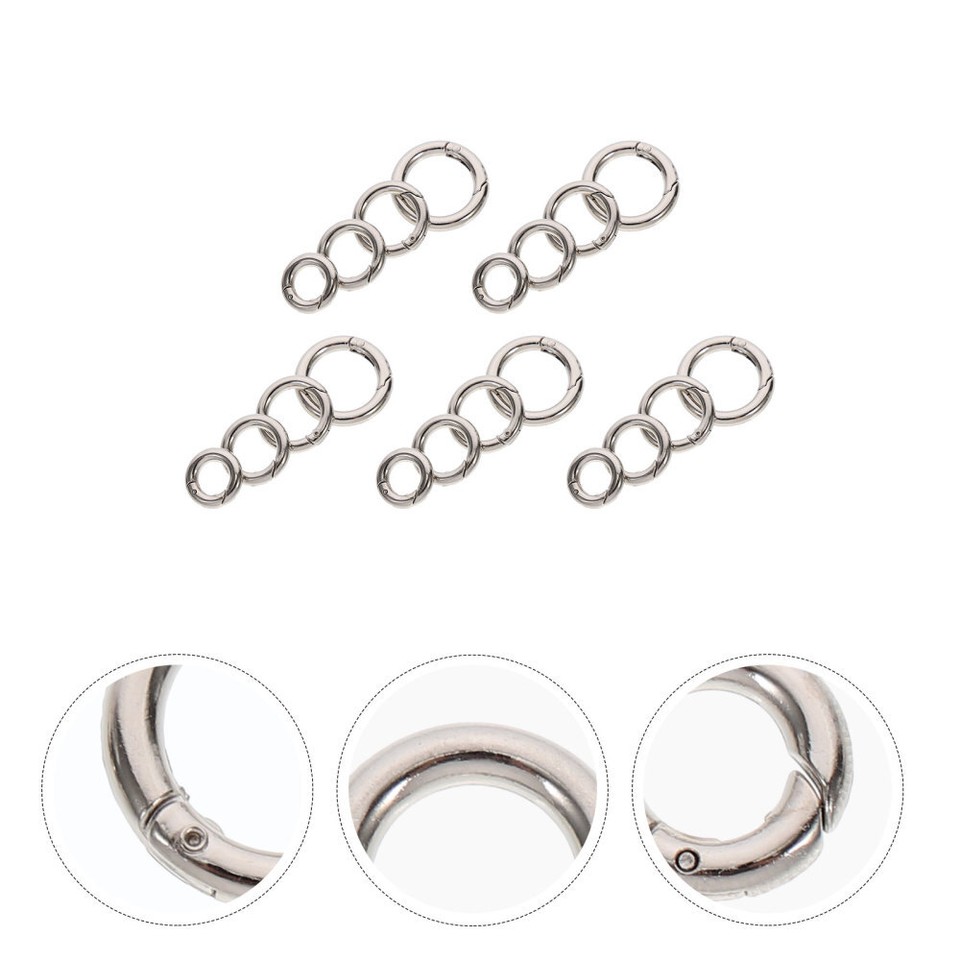 20pcs Round Snap Carabiner Metal Rings Spring Keyring Buckle Clip ...