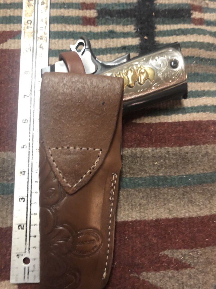 Fits Colt 45 Model 1911 Tanned Leather Holster Floral Tom Threepersons ...