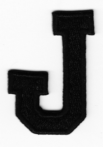 BLACK BLOCK LETTER "J" (1 7/8") - Iron On Embroidered Applique Patch | eBay