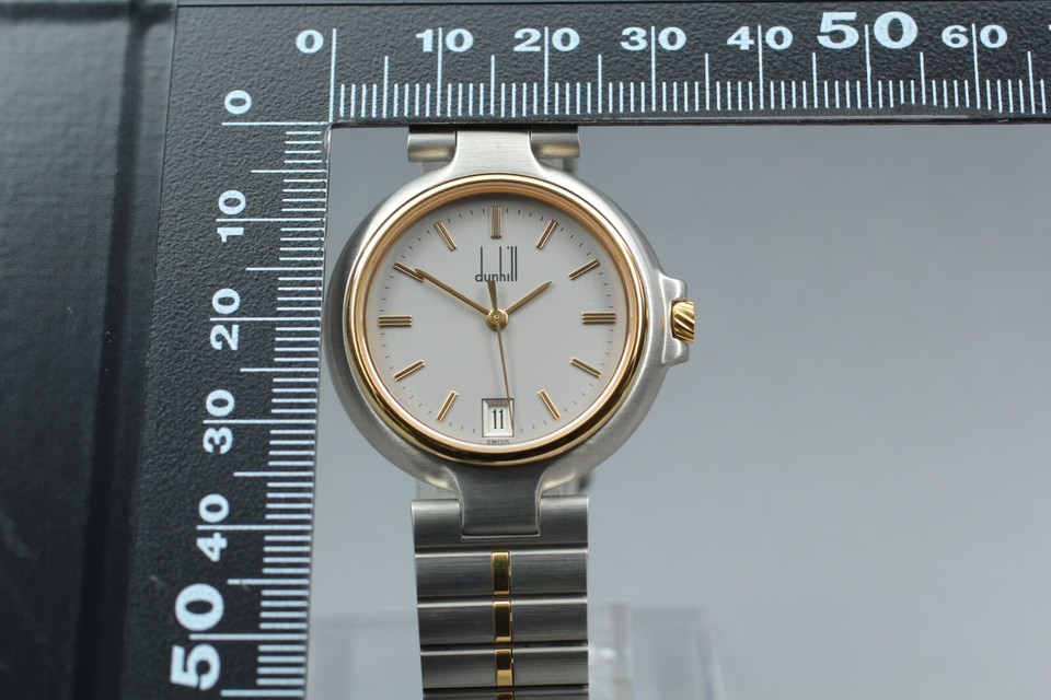 [NOS in Box] Dunhill Millennium 6QMTM Gold Roman Dial 32mm Quartz Watch ...