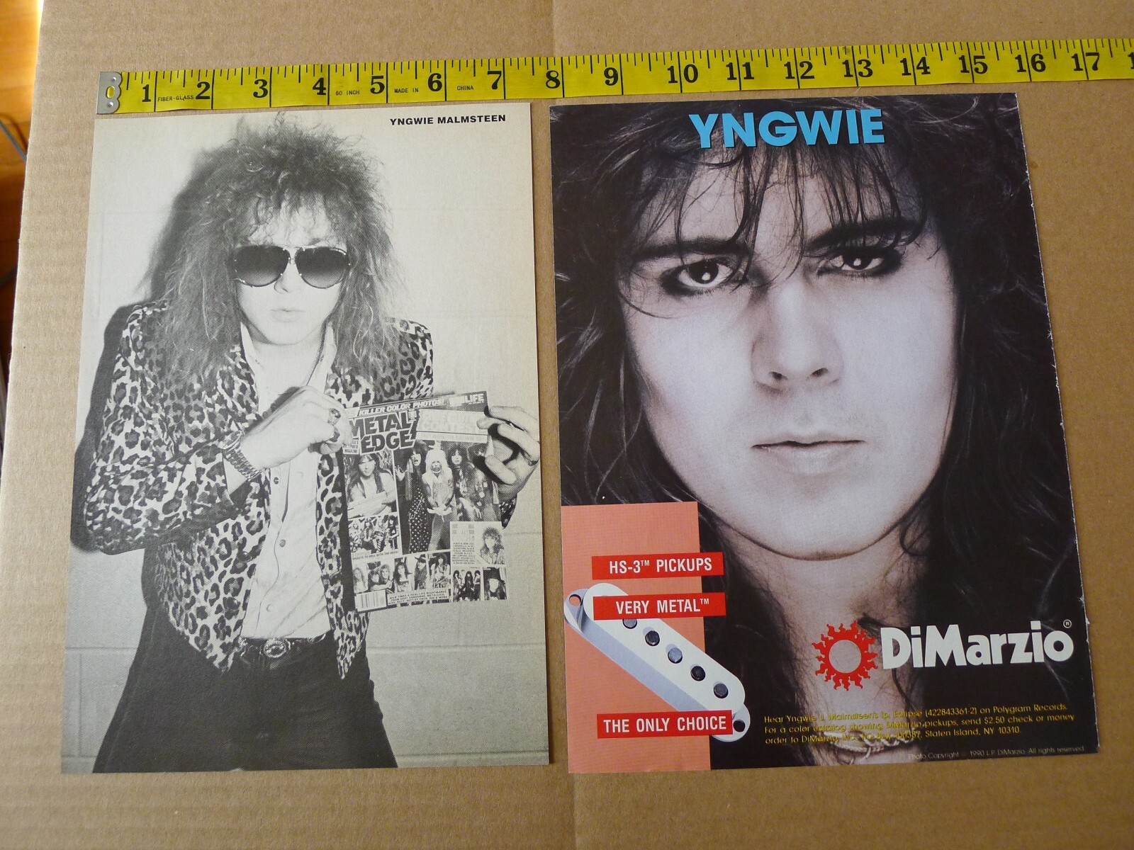 YNGWIE MALMSTEEN clipping LOT heavy metal PINUP print ad DIMARZIO joe ...