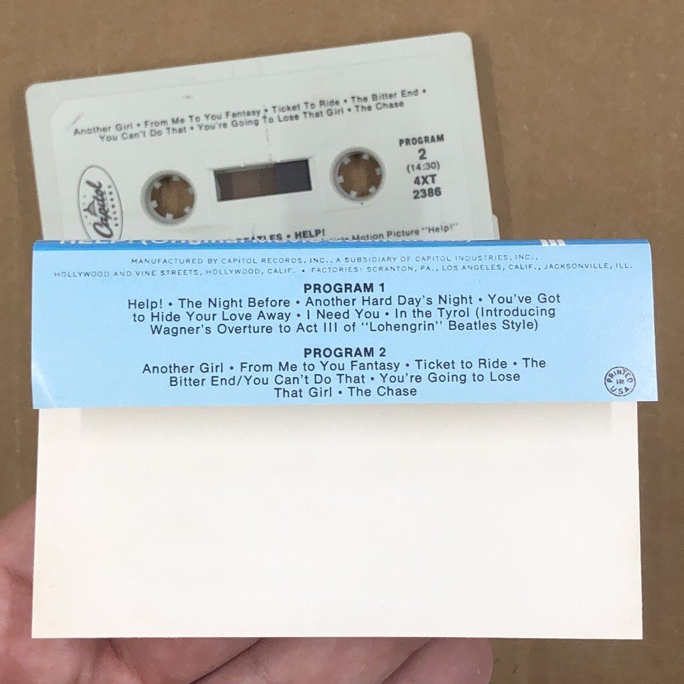 THE BEATLES Cassette Tape 60s Rock Pop HELP! TICKET TO RIDE HIDE YOUR ...