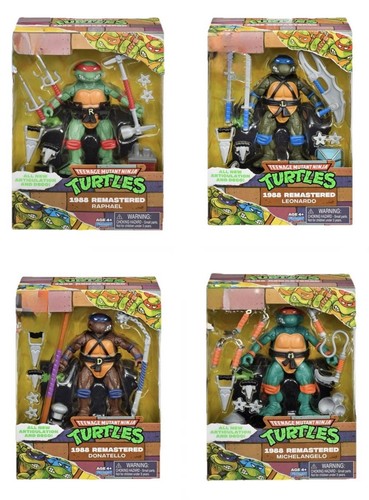 Playmates Toys 2025 TMNT Remastered 1988 Animated Turtles Action Figs 4 ...