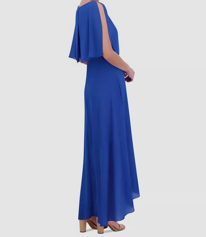 Jessica Howard Women's Blue Canopy-Sleeve High-Low Maxi Dress Size: 14 ...