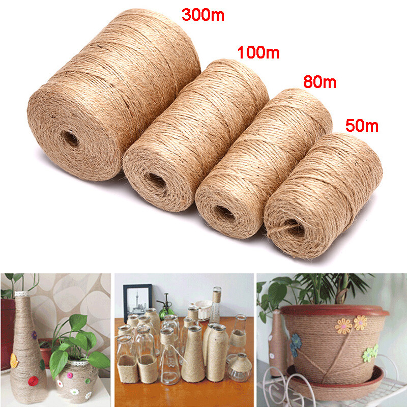Natural Hemp Linen Cord Twisted Burlap Jute Twine Rope String DIY Craft ...