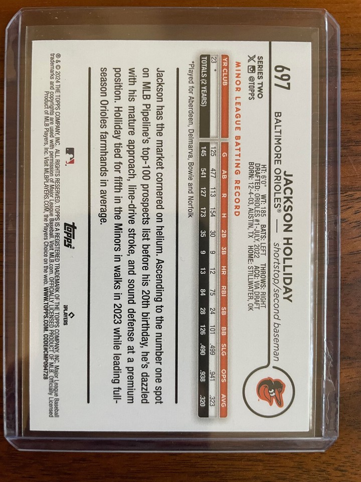 2024 Topps Series 2 Jackson Holliday 697 RC SSP Fun Face Black Box ...