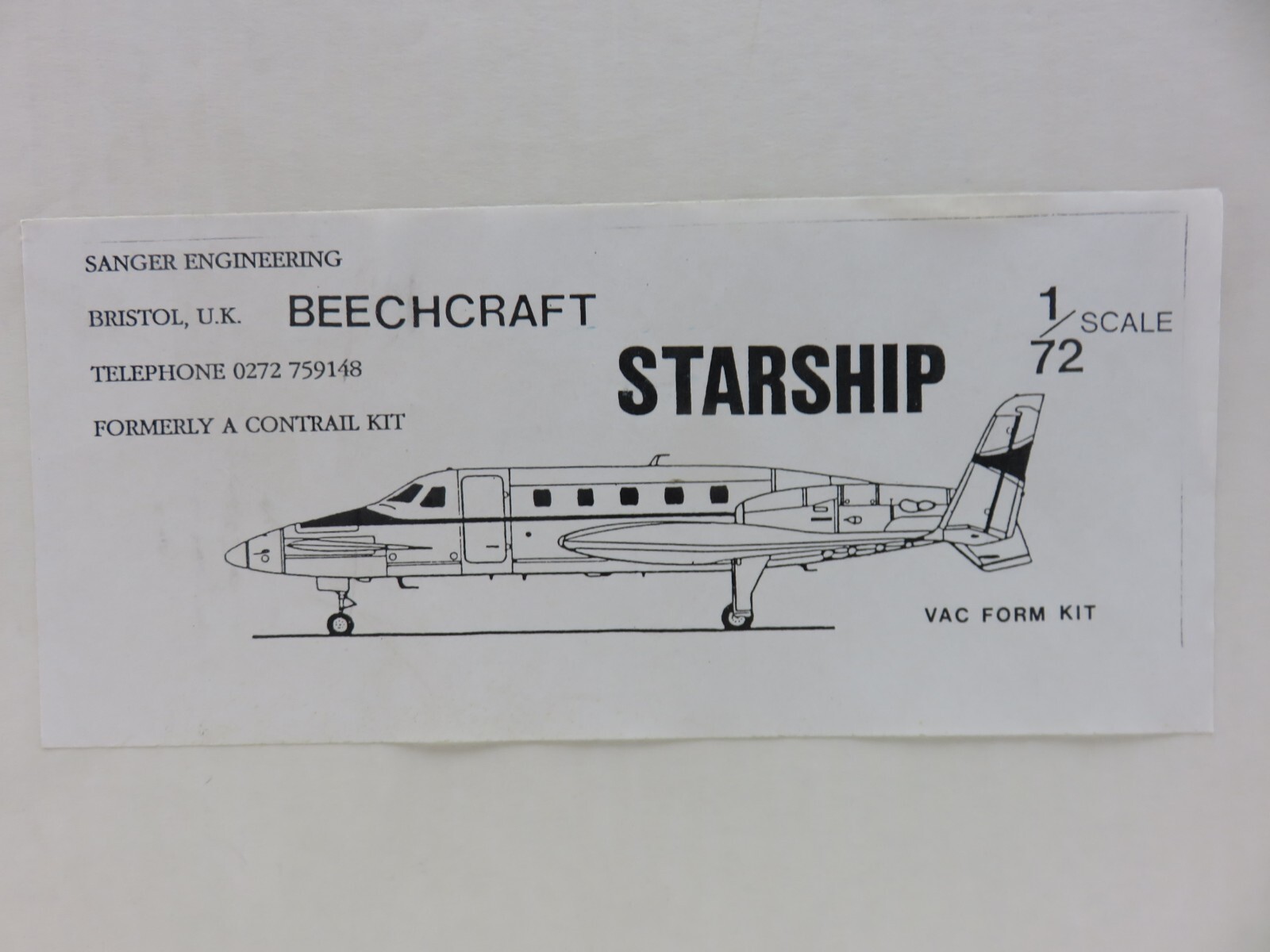 Sanger Engineering Beechcraft Starship 1/72 Vacuform Vac Form Model Kit ...