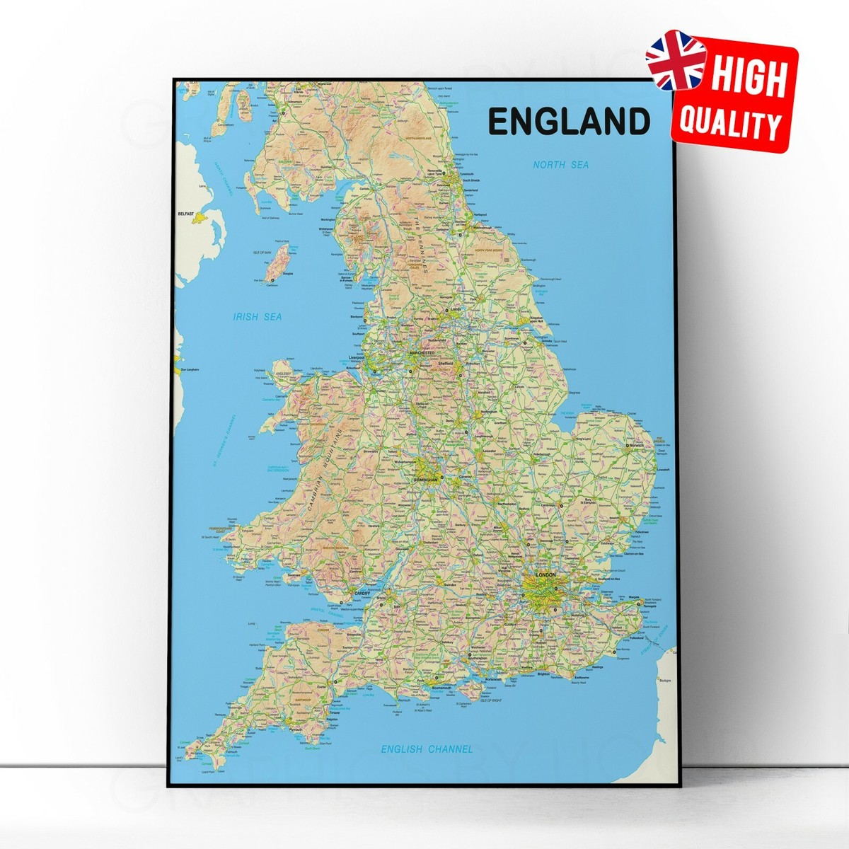 England World Map England Map Map Of England Travel Wall Art Poster