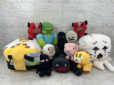 Minecraft Plush Lot of 12 Mojang Zombie Ghast Enderman Spider Cow Pig ...