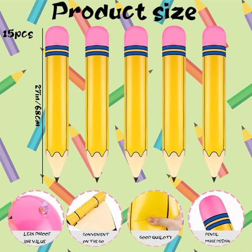 15 Pieces 27 inch Giant Inflatable Pencils Dimensional Decoration Back ...