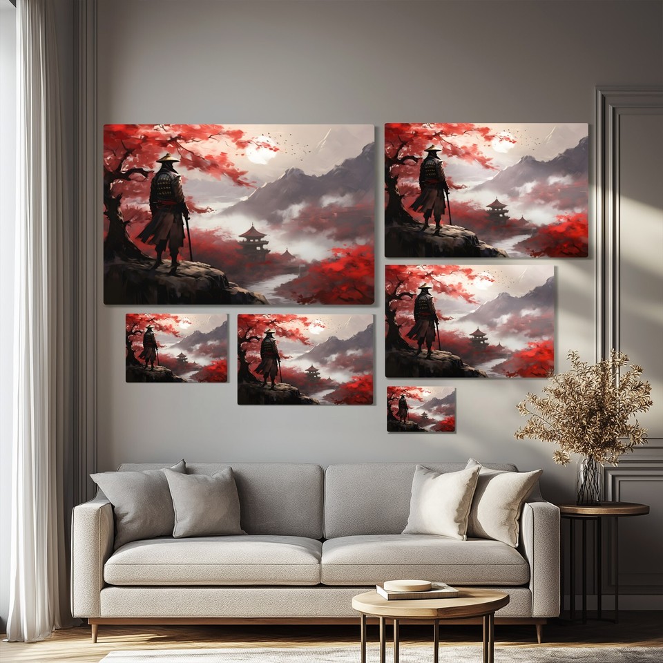 Ancient Samurai Warrior Oil Painting Print Framed Canvas Wall Art Kung ...