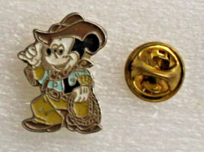 1980s MICKEY MOUSE COWBOY Lapel Pin 2.5 x 1.75 cm. (1.3" x 1") Metal ...