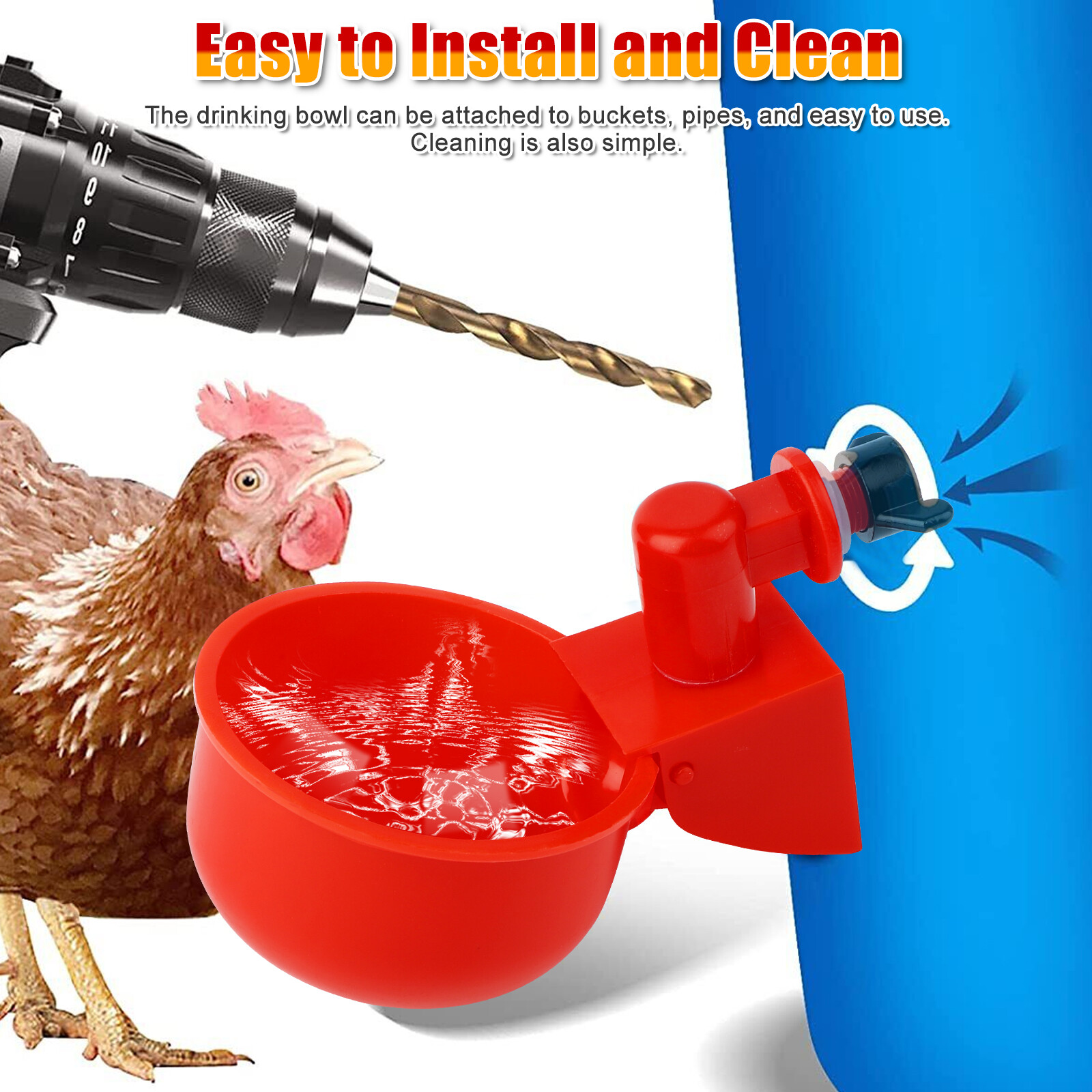12x Chicken Automatic Watering Cups, Drinker Waterer, for Duck Quail ...