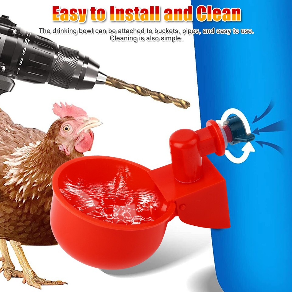 12x Chicken Automatic Watering Cups, Drinker Waterer, for Duck Quail ...